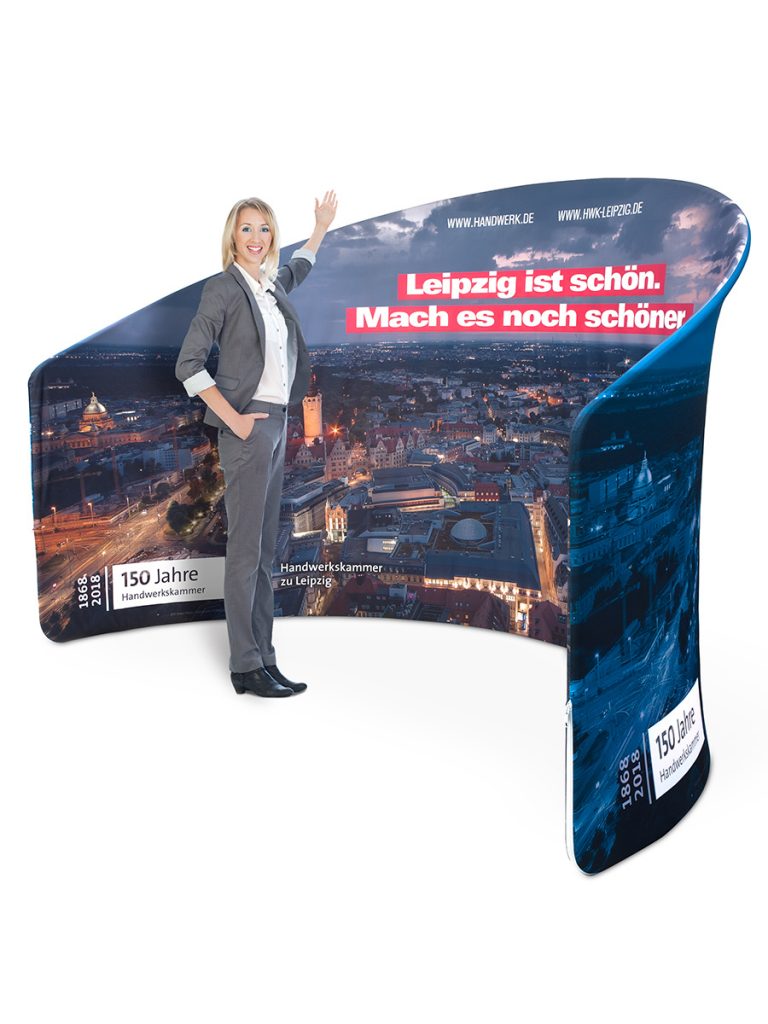 Zip-Displays sind bedruckte Stoffe aufgespannt auf Alurahmensysteme